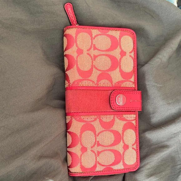 Coach | Bags | Coach Pink Wallet With Signature Button | Poshmark